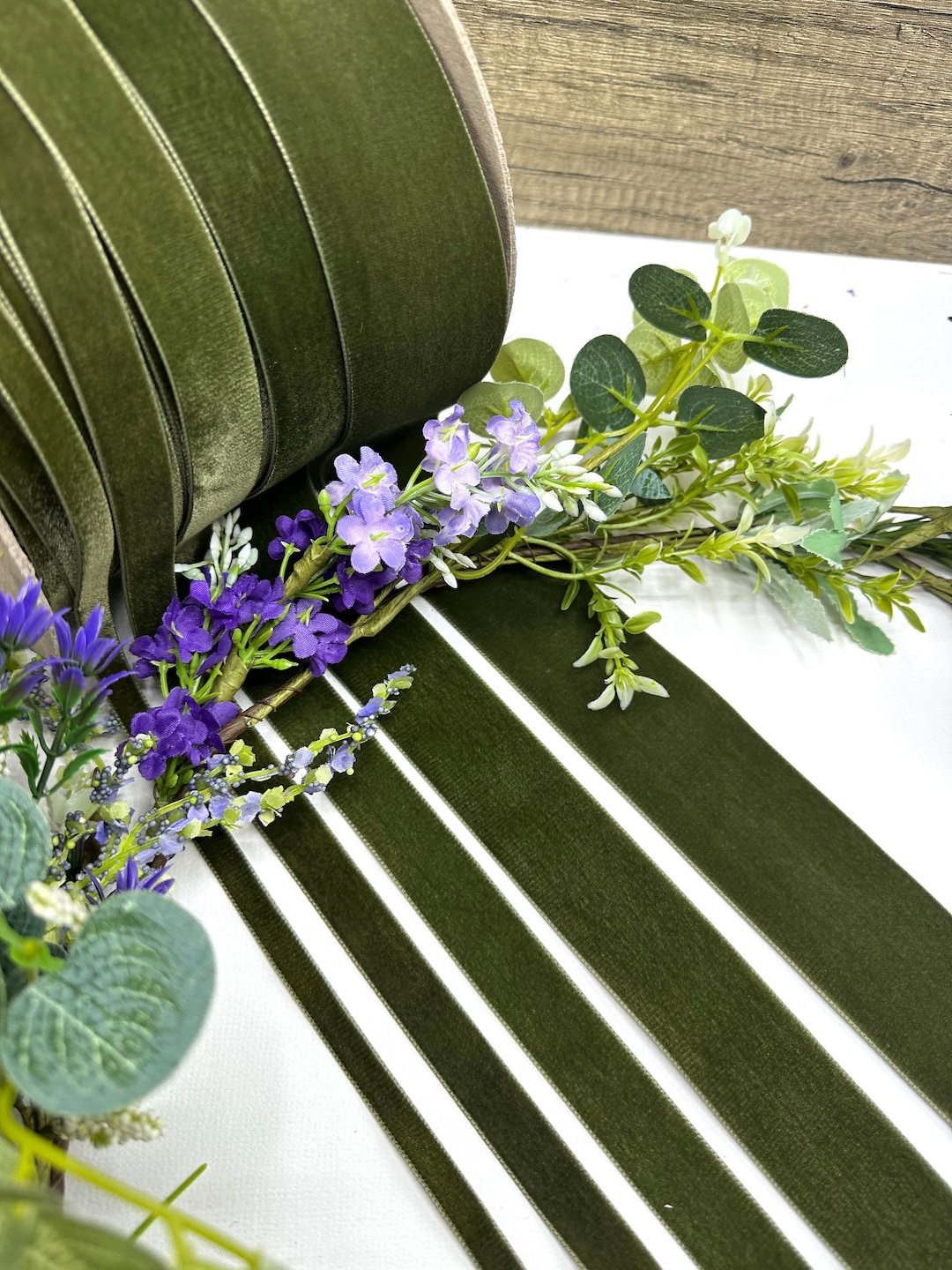 Dark Olive Green Velvet Ribbon for Weddings, Invites, Flowers and ...