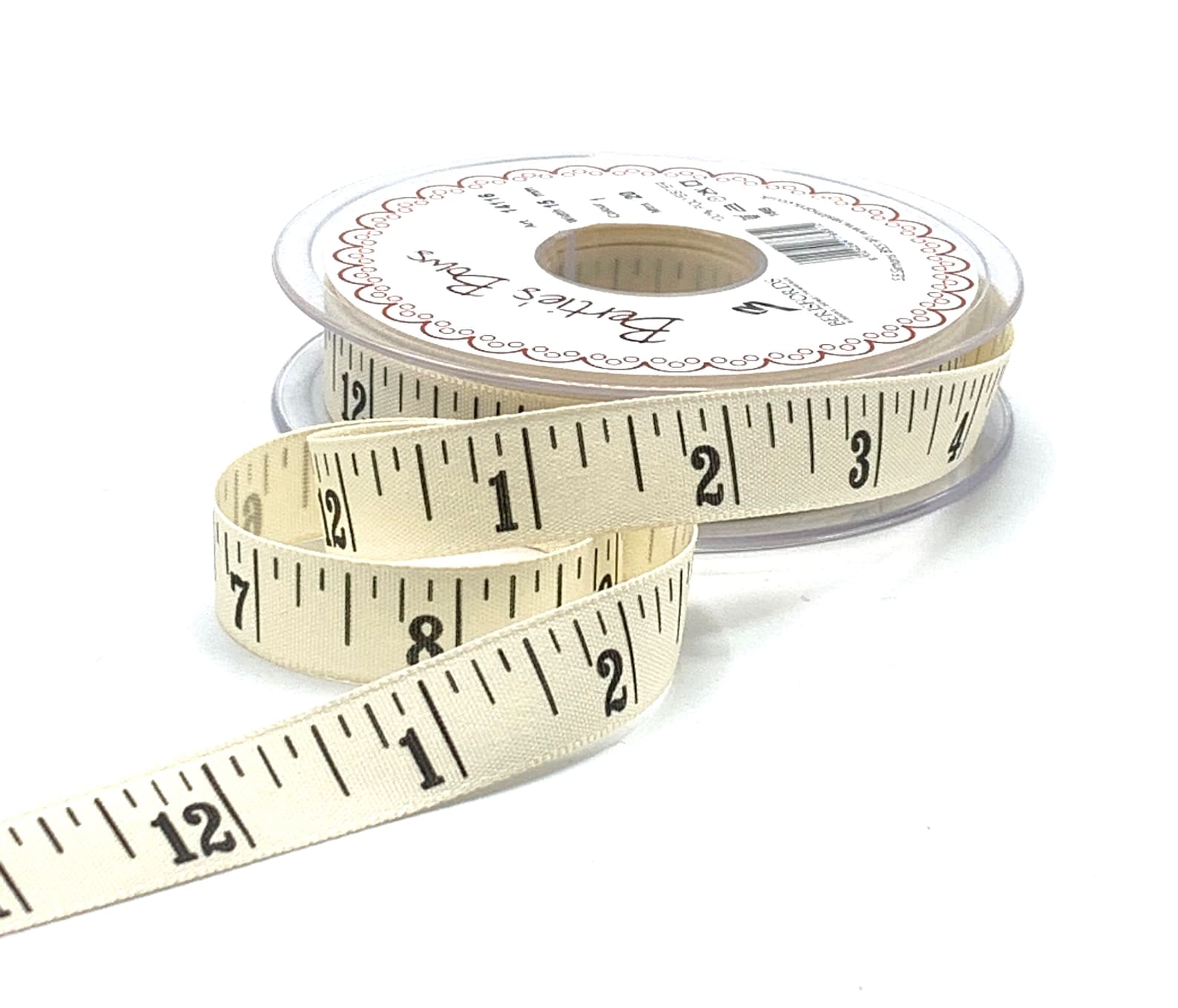 Measuring Tape Ribbon 15mm Natural Trim With Black 1 Inch Print Tape ...