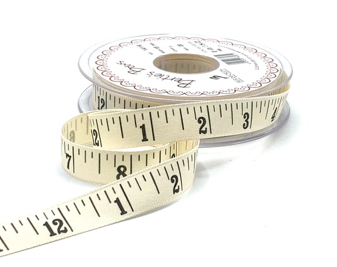 Measuring Tape Ribbon - 15mm Natural Trim With Black 1 Inch Print Tape ...