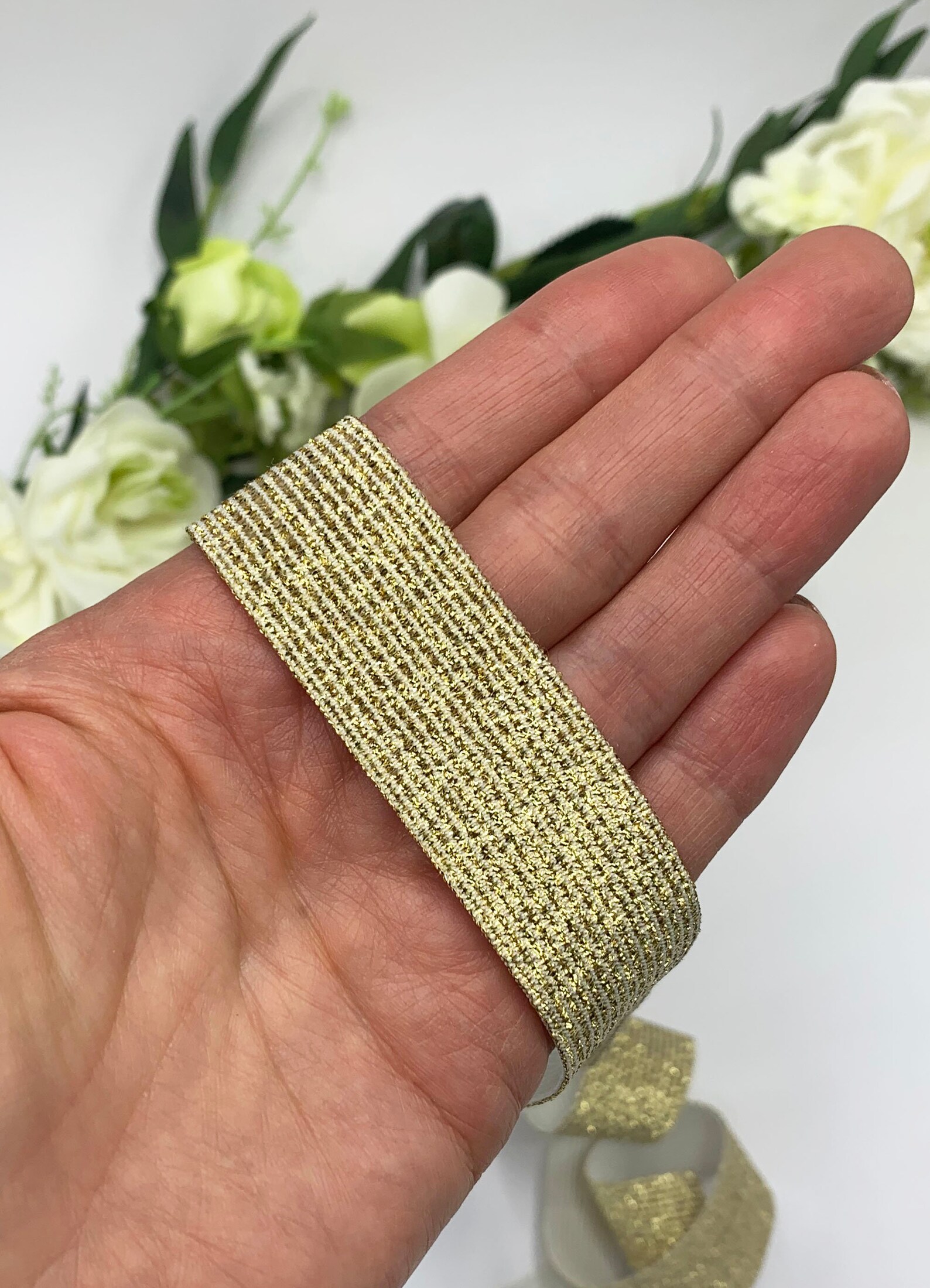 Gold Lurex Elastic Sparkly Metallic Elastic Trim 20mm - Etsy UK