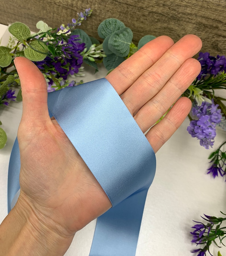 Dusty Blue Double Satin Ribbon Cornflower Blue Weddings - Etsy