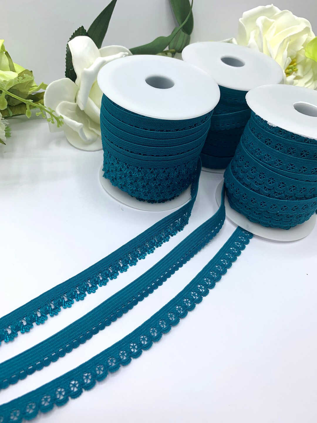Teal Blue Lingerie Elastic Collection, Peacock Bra Strap Elastic ...