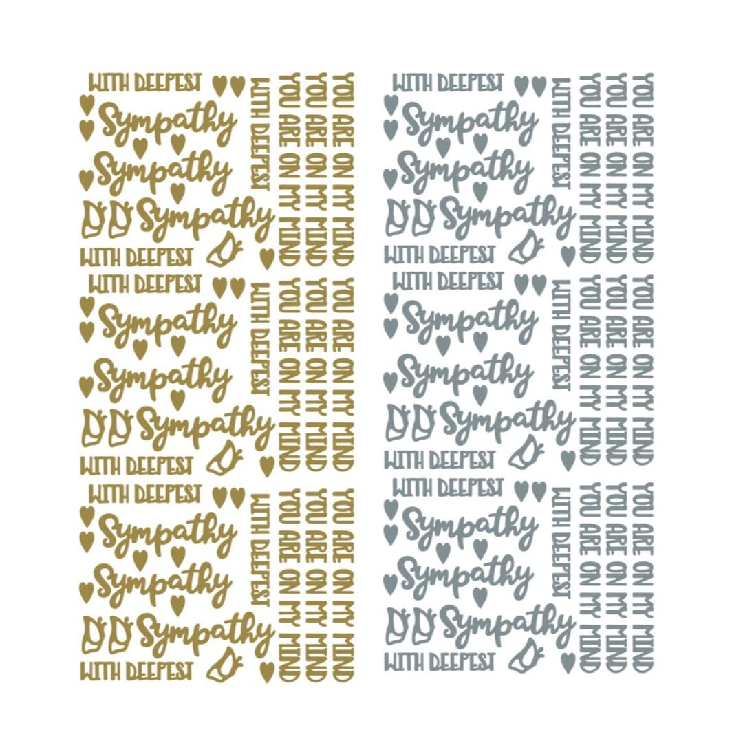 With Sympathy Sticker Sheet - Gold or Silver Peel off Stickers ...