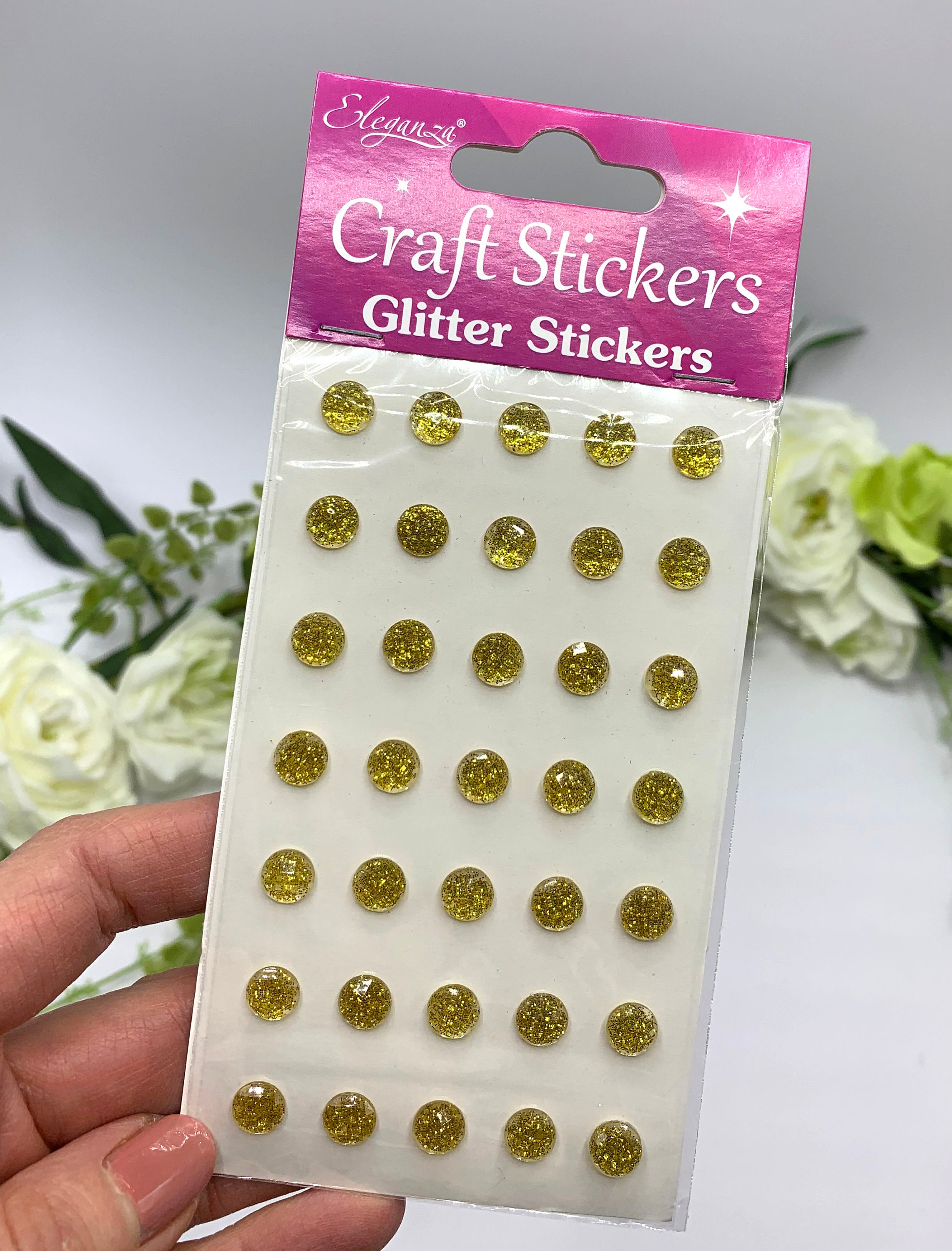 Round sparkly glitter gem stickers Gold Silver Red or | Etsy