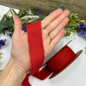 1.5" Frayed Edge Ribbon, Natural Cotton Vintage Linen Trim, Rustic Tape ...