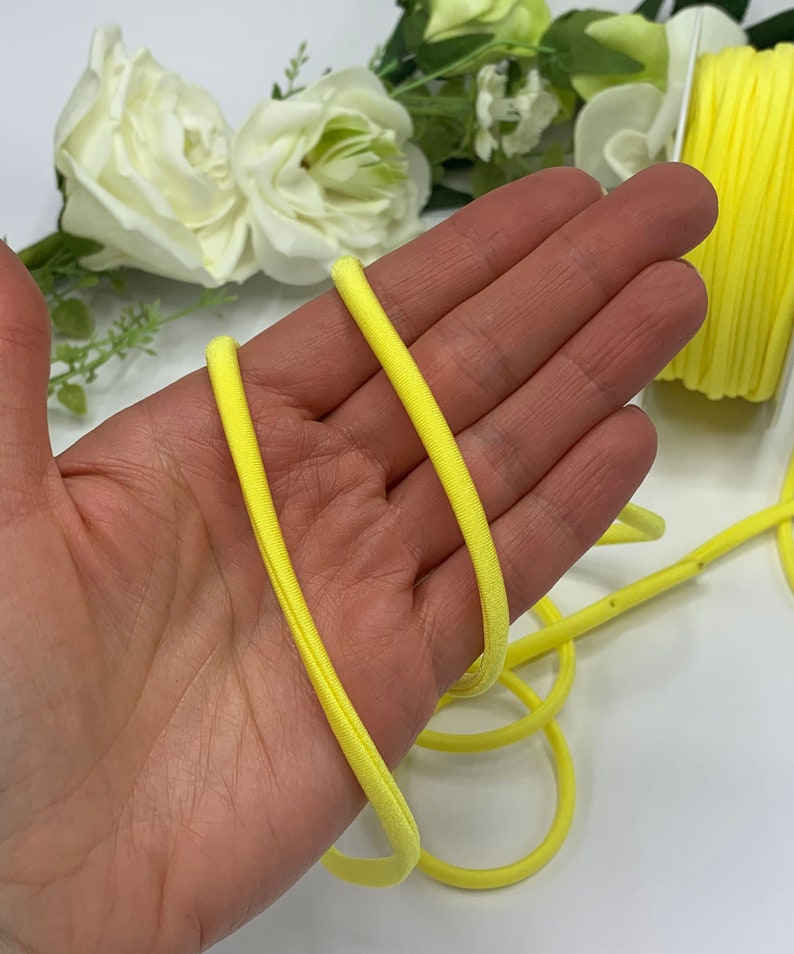 Yellow Spaghetti Elastic for Swimwear, 5mm Round Elastic for Bikini ...