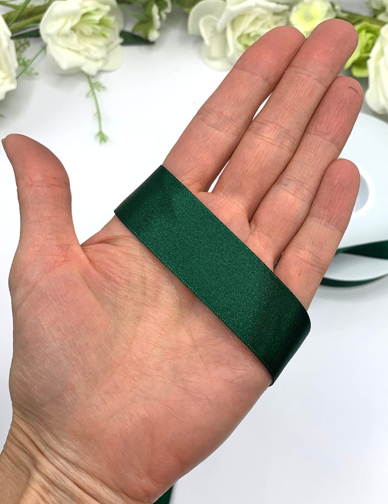 Dark Green Satin Ribbon Quality Forest Green Double Faced - Etsy UK