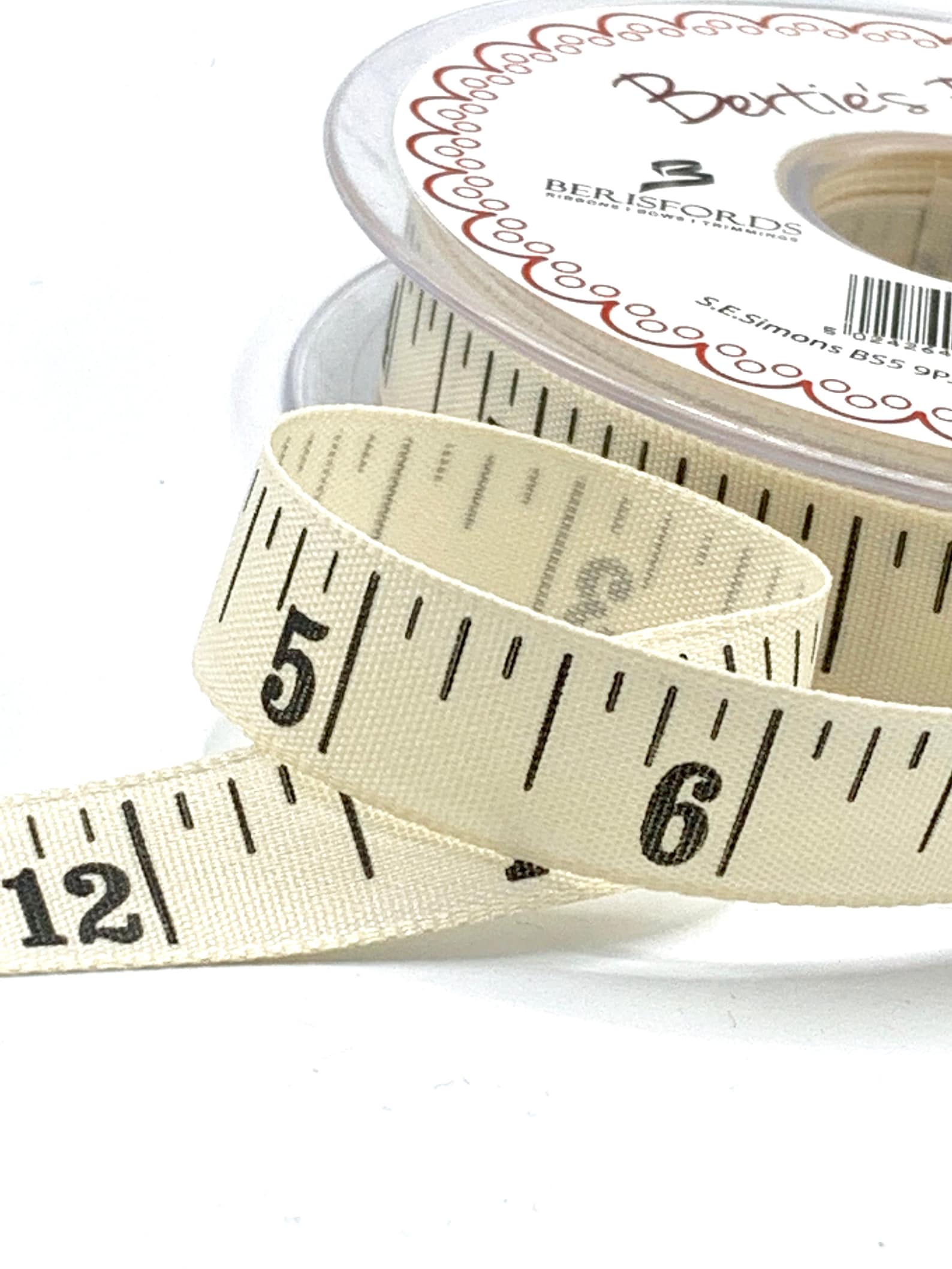 Measuring Tape Ribbon 15mm Natural Trim With Black 1 Inch Print Tape ...