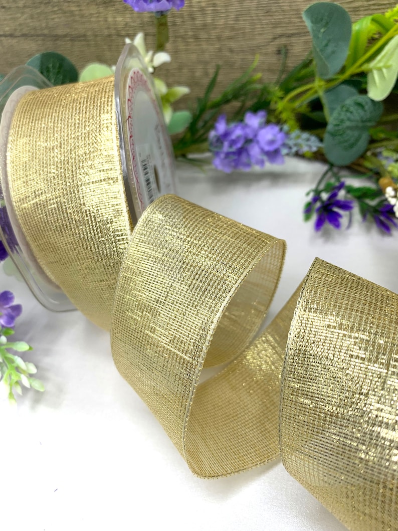 Champagne Gold Wired Ribbon Metallic Mesh Lame Trim in 3 - Etsy UK