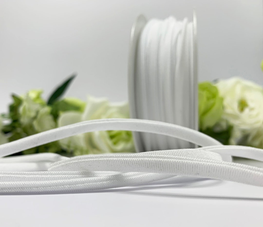 White Spaghetti Elastic for Swimwear, 5mm Round Elastic for Bikini ...
