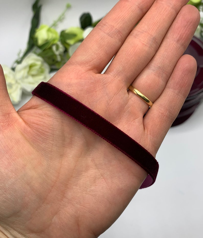 Burgundy red velvet ribbon berry wine choker velvet thin | Etsy