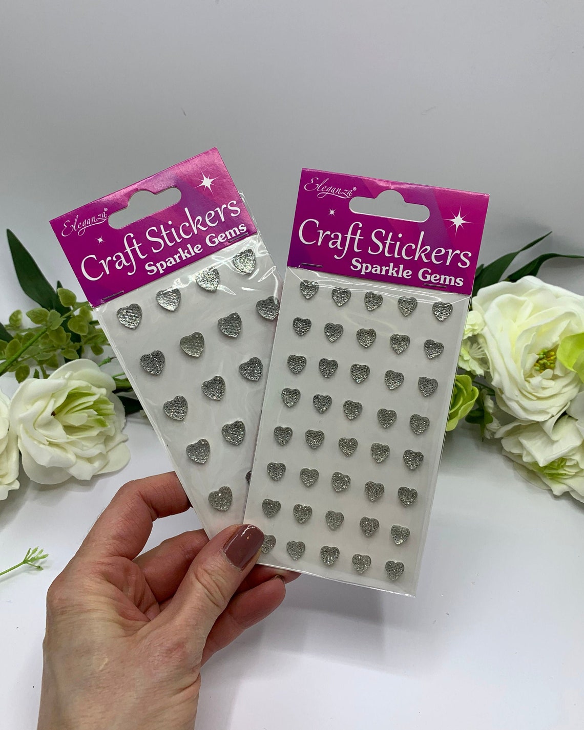 Stick on Diamante Heart Gems - Adhesive Diamante Gems - Valentines Day ...