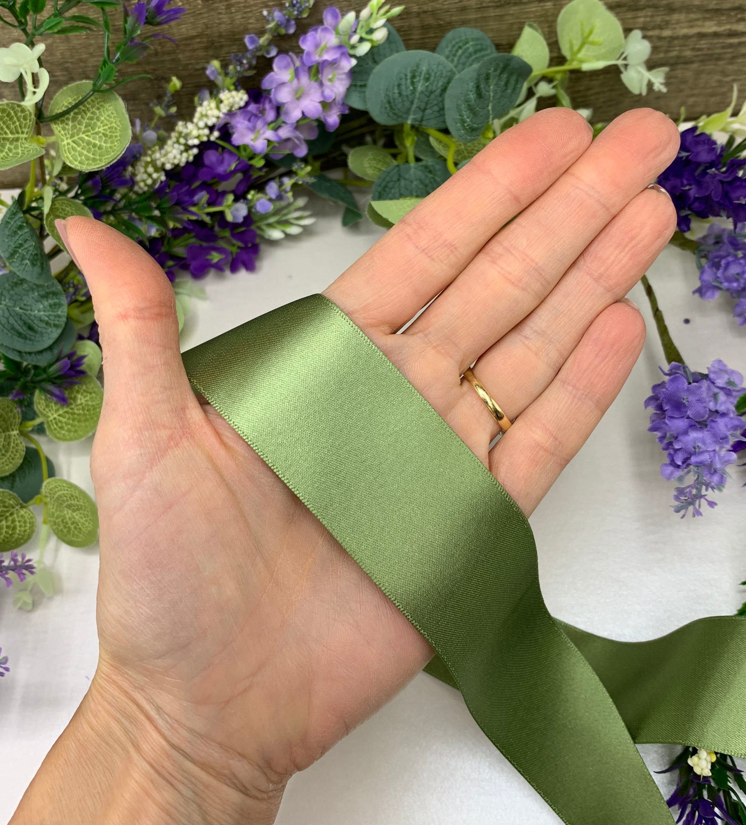 Sage Green Double Satin Ribbon Premium Quality in 6 Widths - Etsy