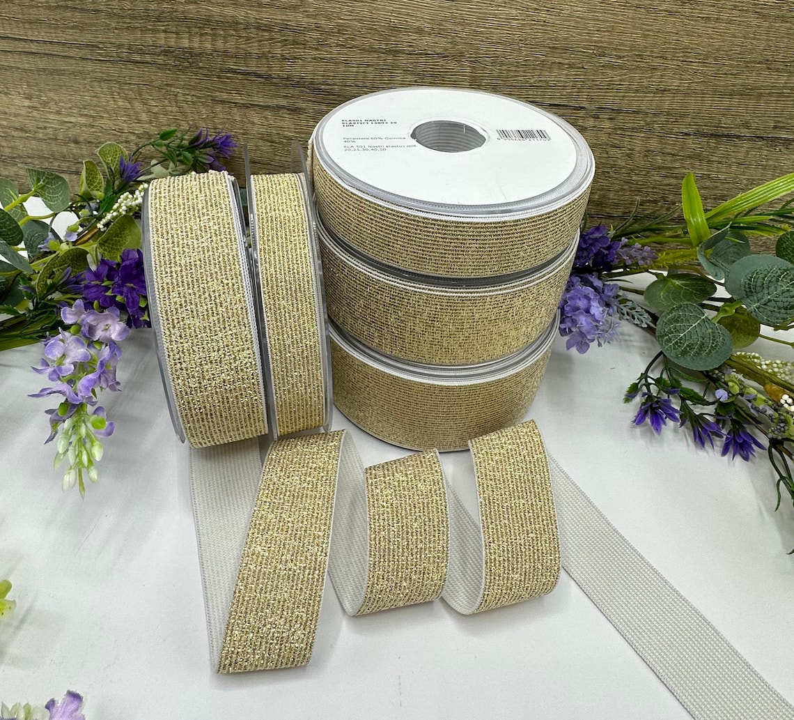 Gold Lurex Sparkly Elastic Trim, Metallic Waistband Elastic - Etsy UK
