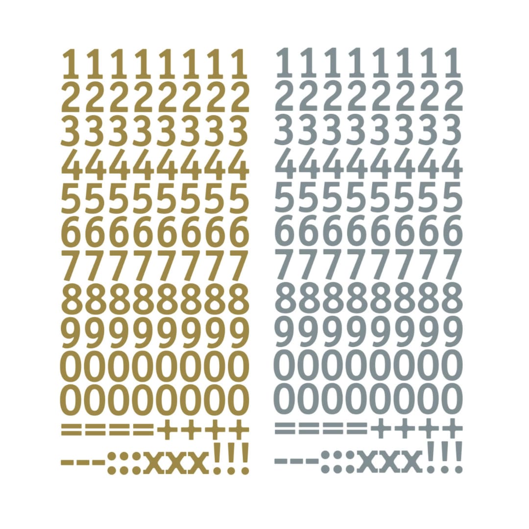 108 Large Number Stickers, Peel off Foiled Gold or Silver Numbers for ...