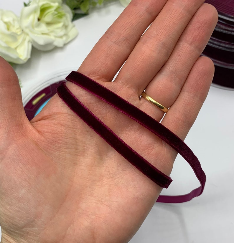 Burgundy red velvet ribbon berry wine choker velvet thin | Etsy