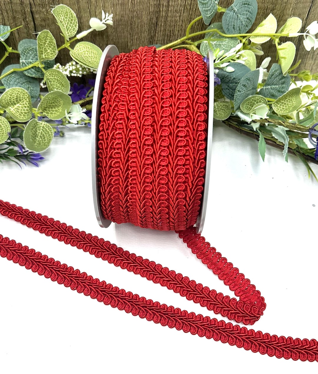 Red Upholstery Trim, 15mm Scrolled Gimp Braid for Furniture Renovation ...