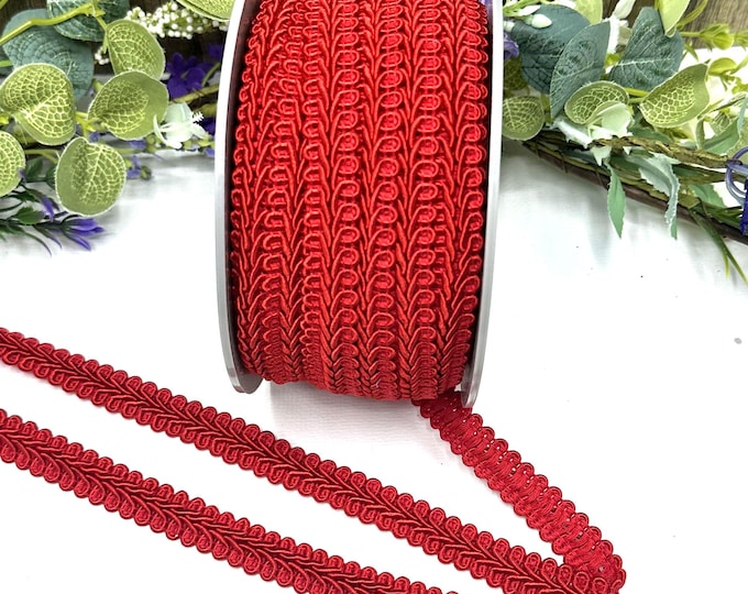 5 Yards 1/2" Ruby Gimp Braid Trim, Gimp Braid, Braided Gimp Trim ...