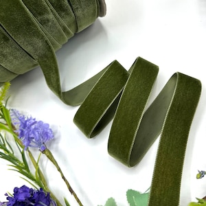 Dark Olive Green Velvet Ribbon for Weddings, Invites, Flowers and ...