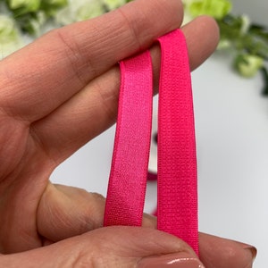 Hot Pink Strap Elastic, Satin Front Plush Back Lingerie Elastic in ...