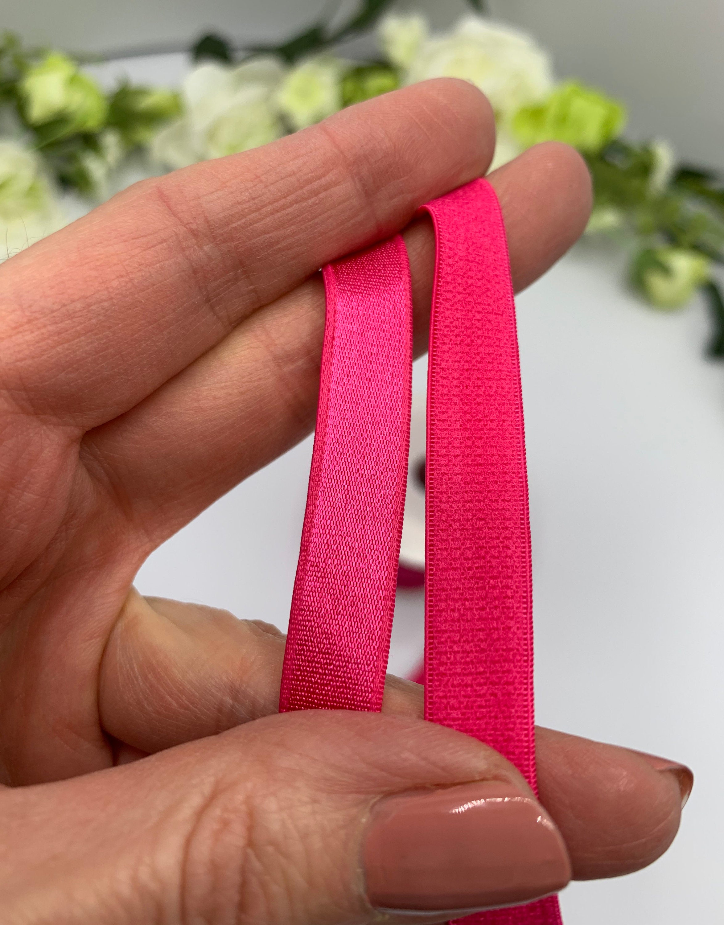 Hot Pink Lingerie Elastic, Satin Front Plush Back, 10mm Bra Strap ...