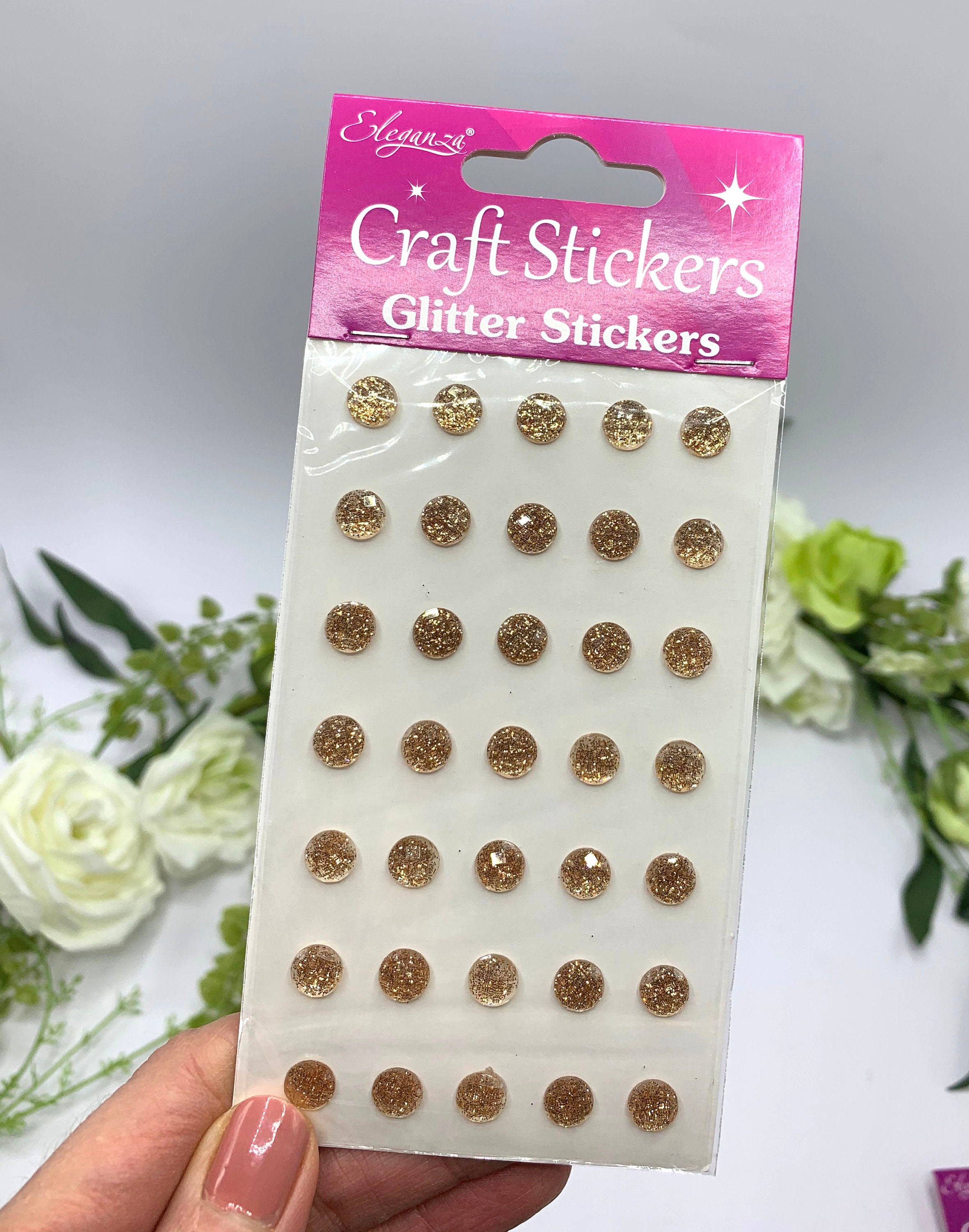 Round sparkly glitter gem stickers Gold Silver Red or | Etsy