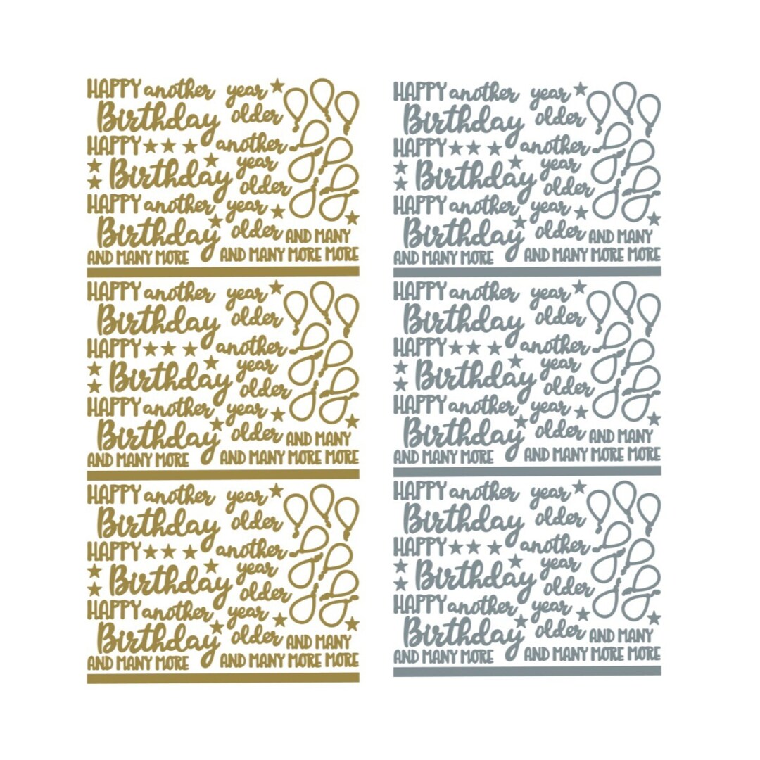 Gold and Silver Foiled Birthday Greetings Stickers - Craft Cardmaking ...