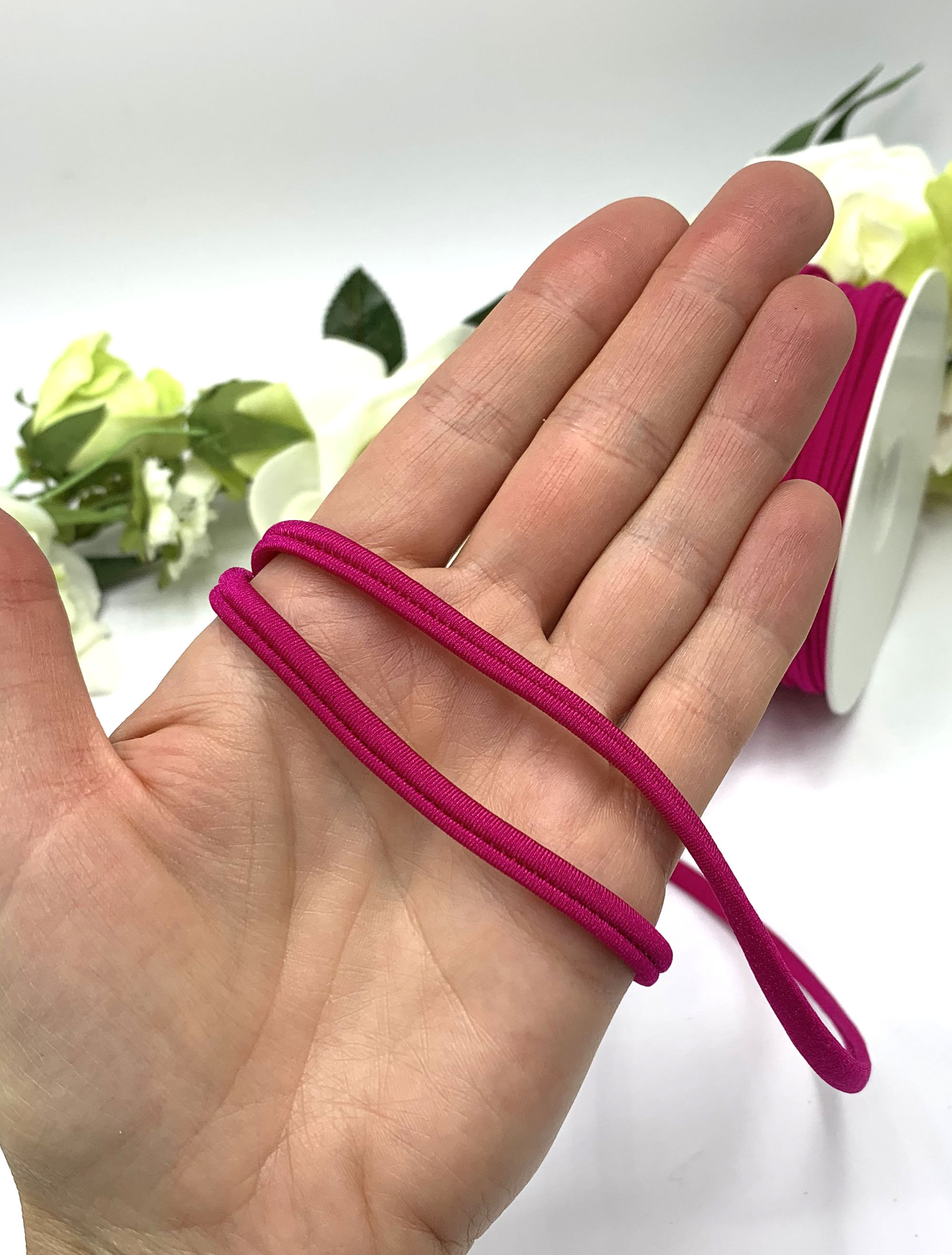 Cerise pink spaghetti elastic for swimwear 5mm round elastic | Etsy