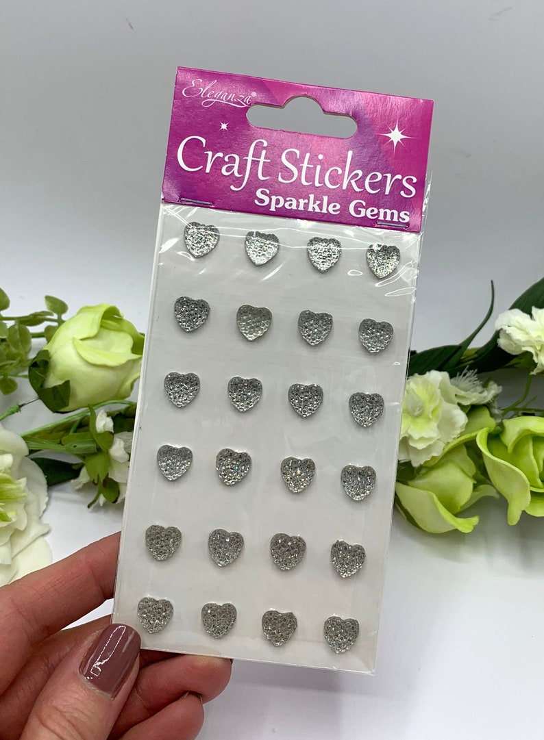 Stick on Diamante Heart Gems - Adhesive Diamante Gems - Valentines Day ...