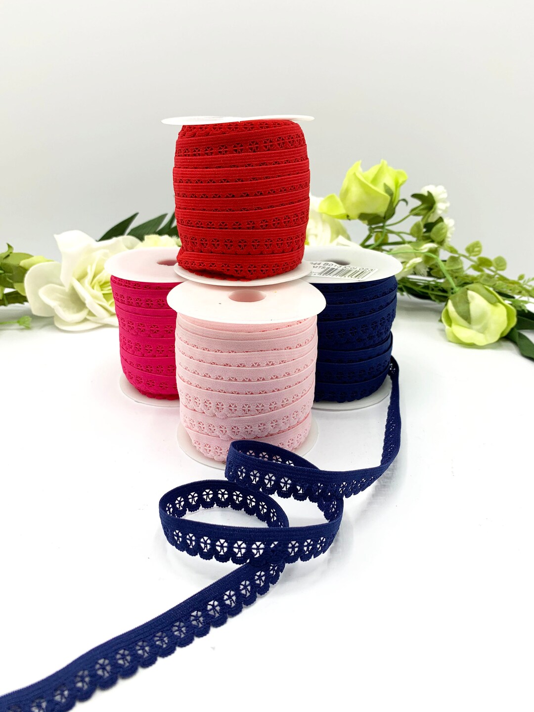 13mm Pretty Scalloped Lace Edge Elastic for Lingerie, Fancy Elasticated ...