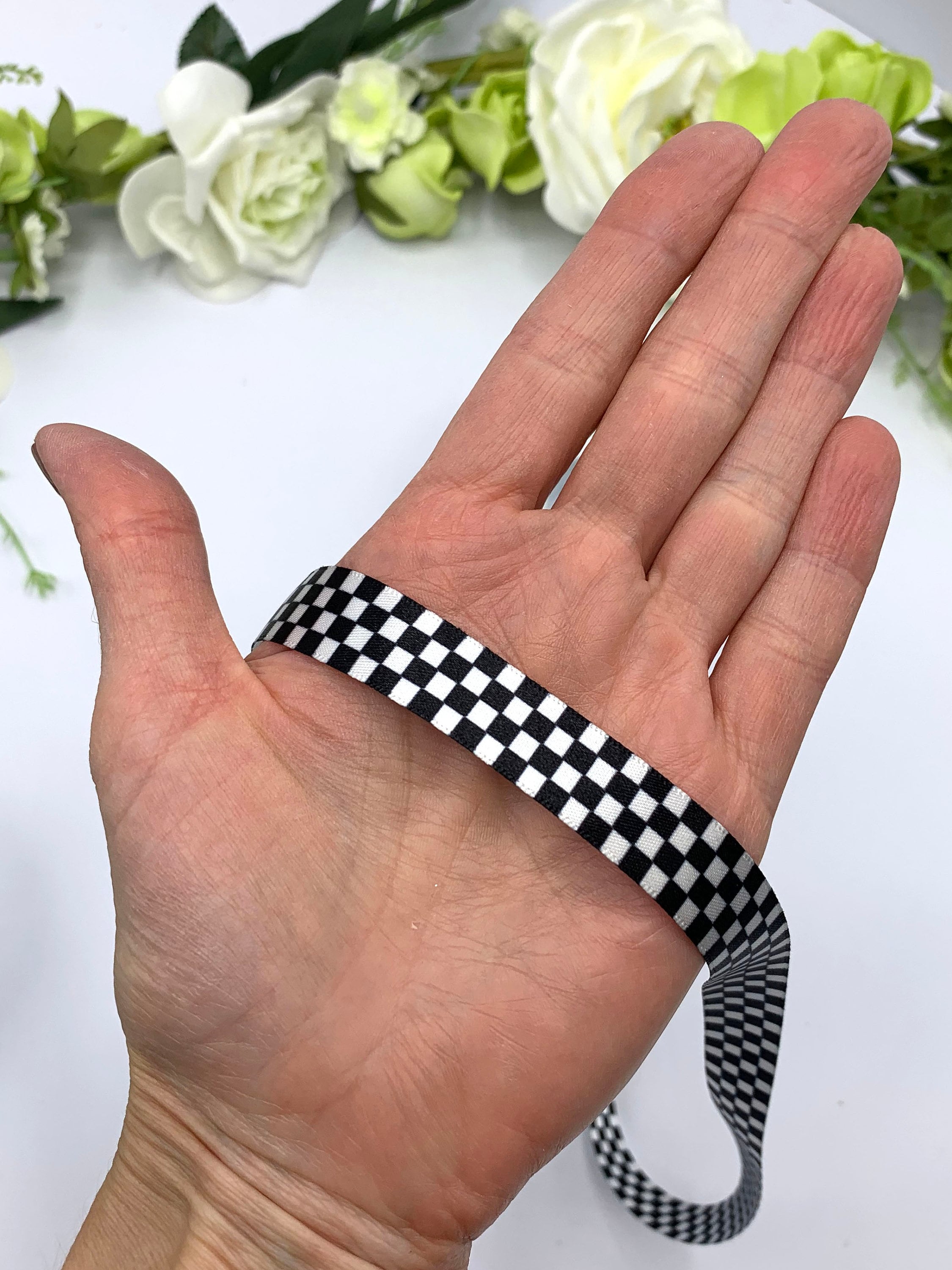 Chequered Flag Ribbon 5/8 or 1 Black & White | Etsy