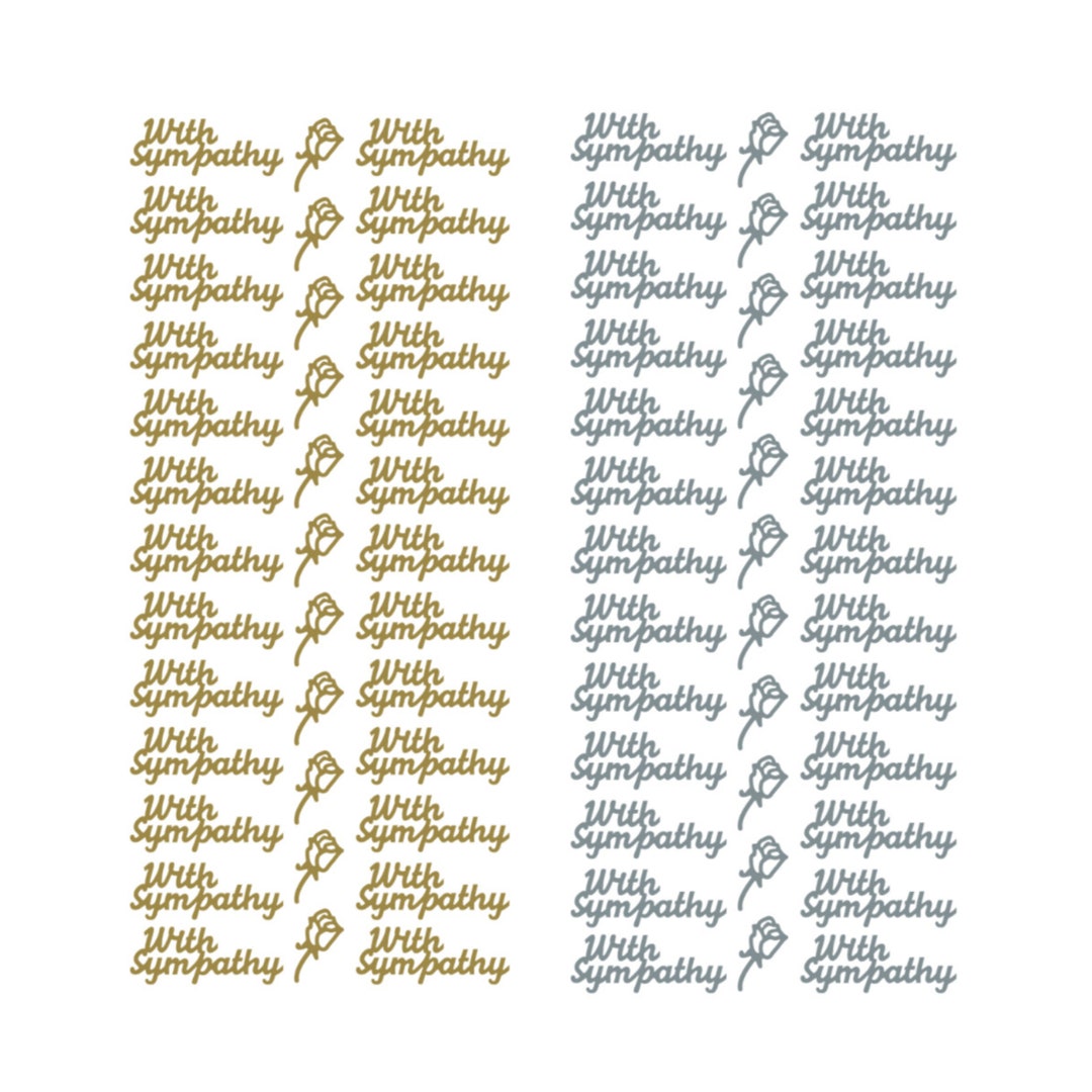 With Sympathy Sticker Sheet - Gold or Silver Peel off Stickers ...
