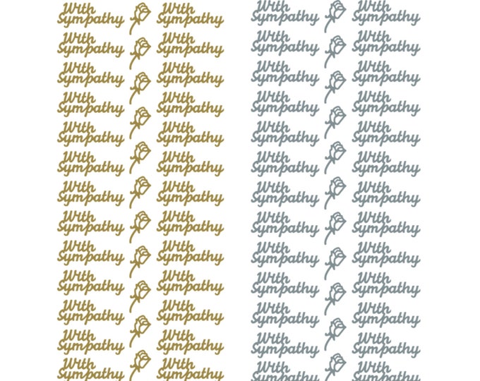 With Sympathy Sticker Sheet - Gold or Silver Peel off Stickers ...