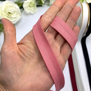 3/4" Linen Bias Binding, Single Fold Seam Binding Tape in Dusty Pink ...