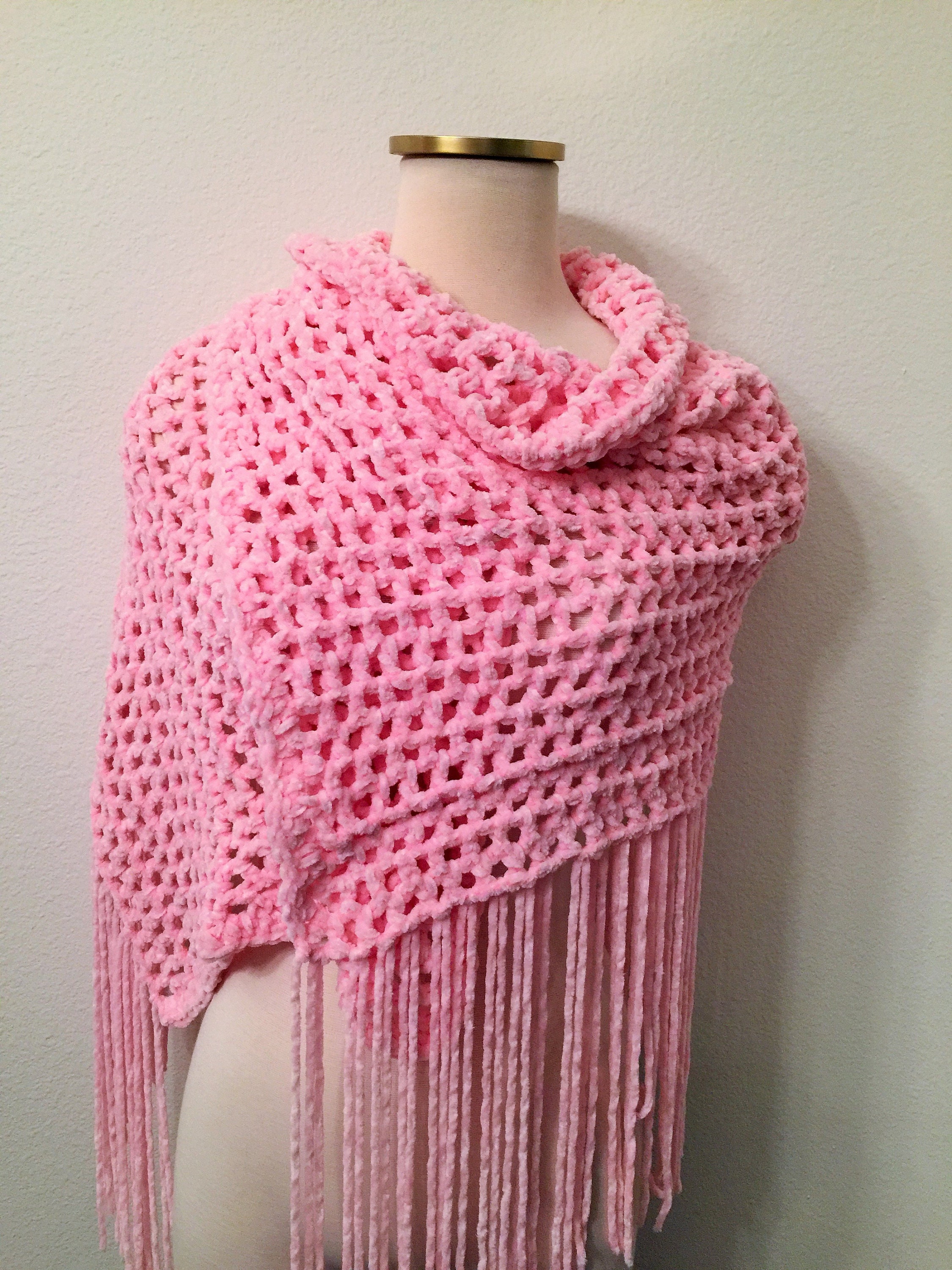 Pink Shawl, Pink Wrap, Pink Bubblegum Wrap, Chunky Pink Wrap, Winter ...