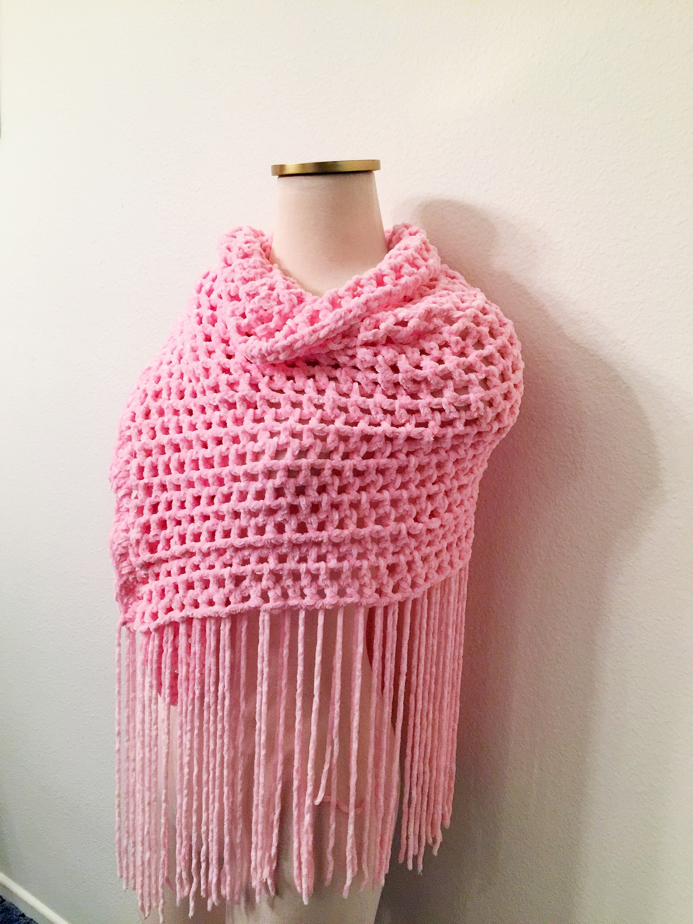 Pink Shawl, Pink Wrap, Pink Bubblegum Wrap, Chunky Pink Wrap, Winter ...