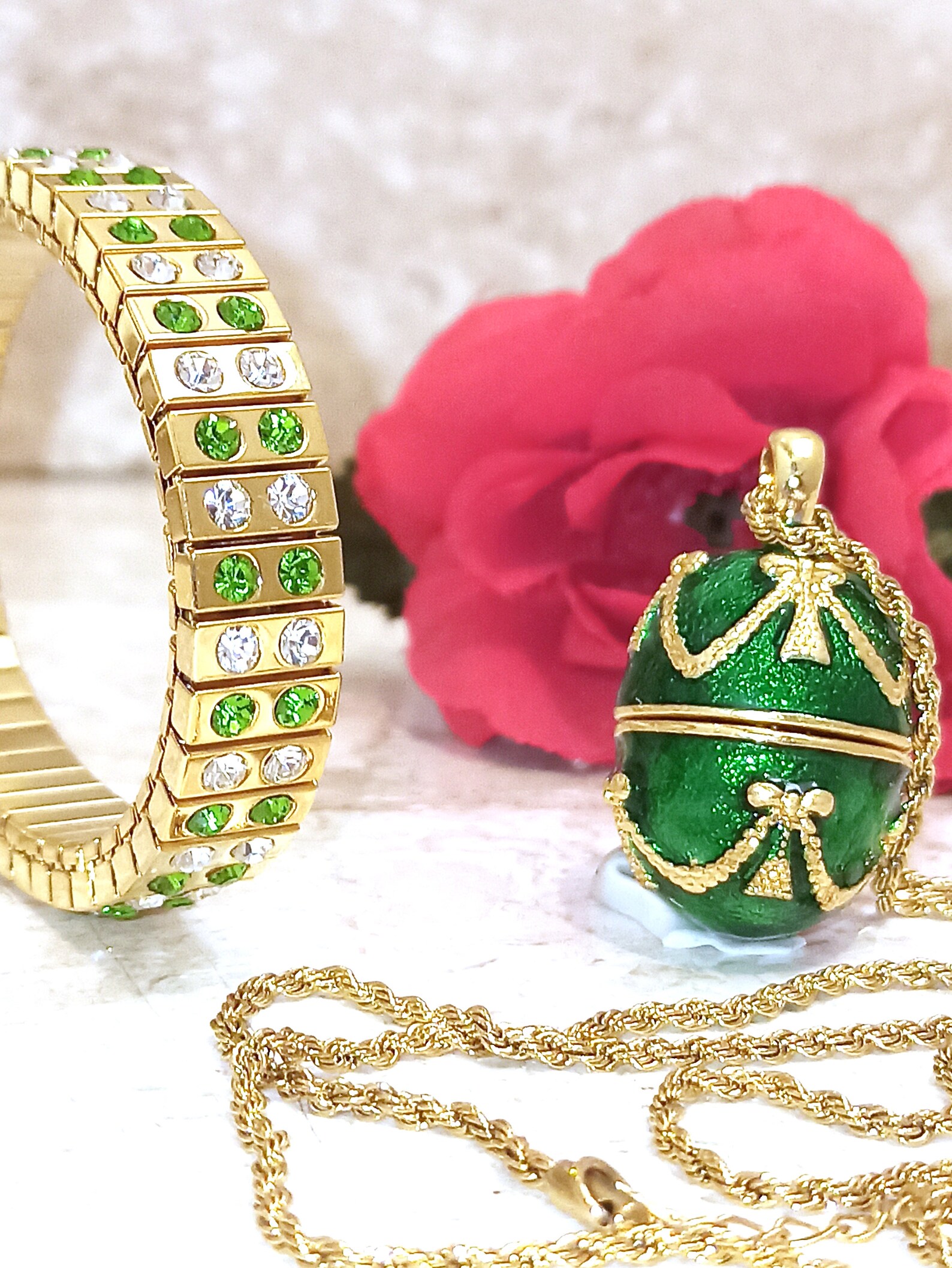 August Birthstone Birthday Gift for Her Faberge Egg NECKLACE & BRACELET ...