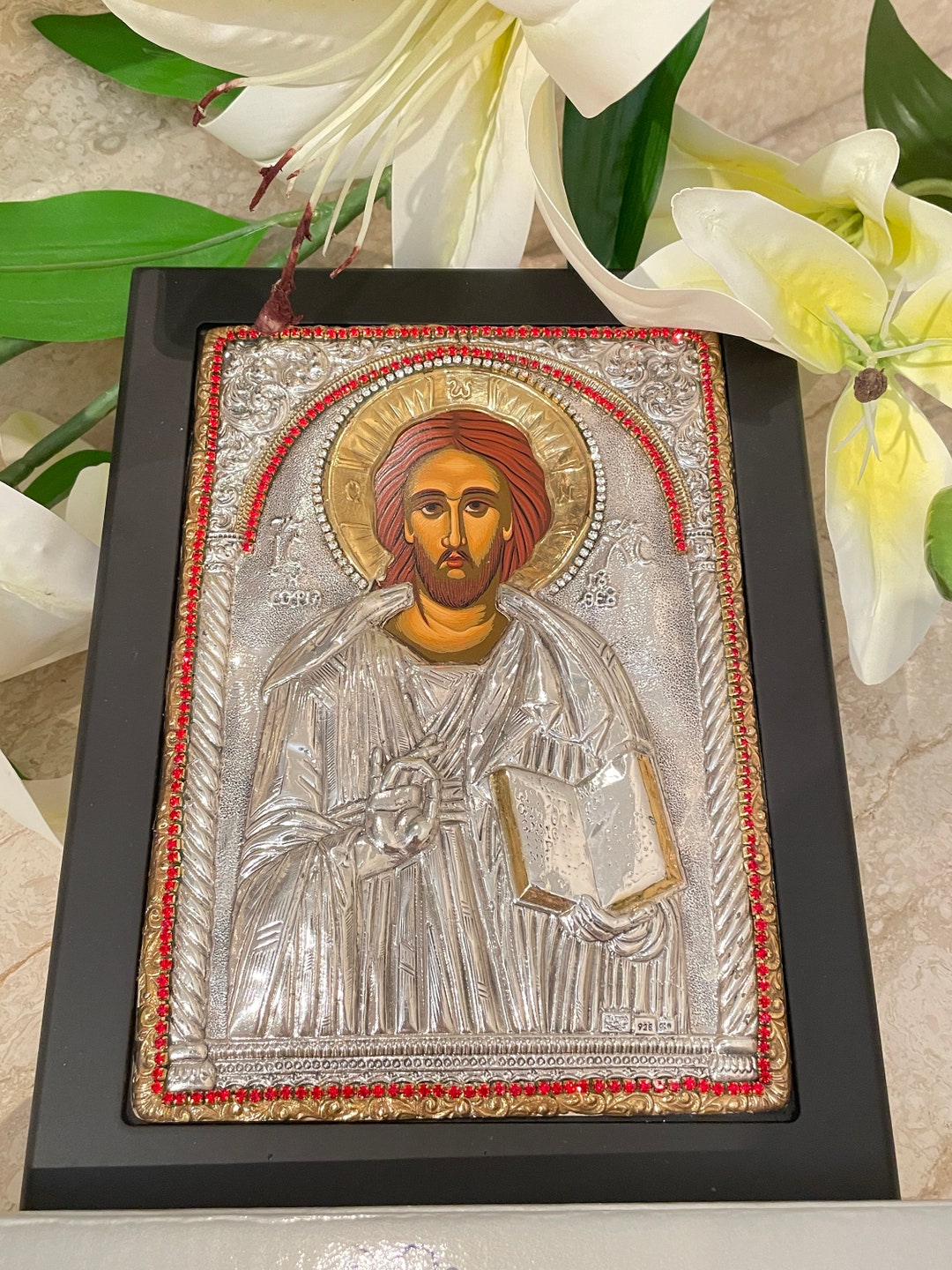 Jesus Christ the Teacher Icon SOLID Sterling Silver Byzantine Icon ...