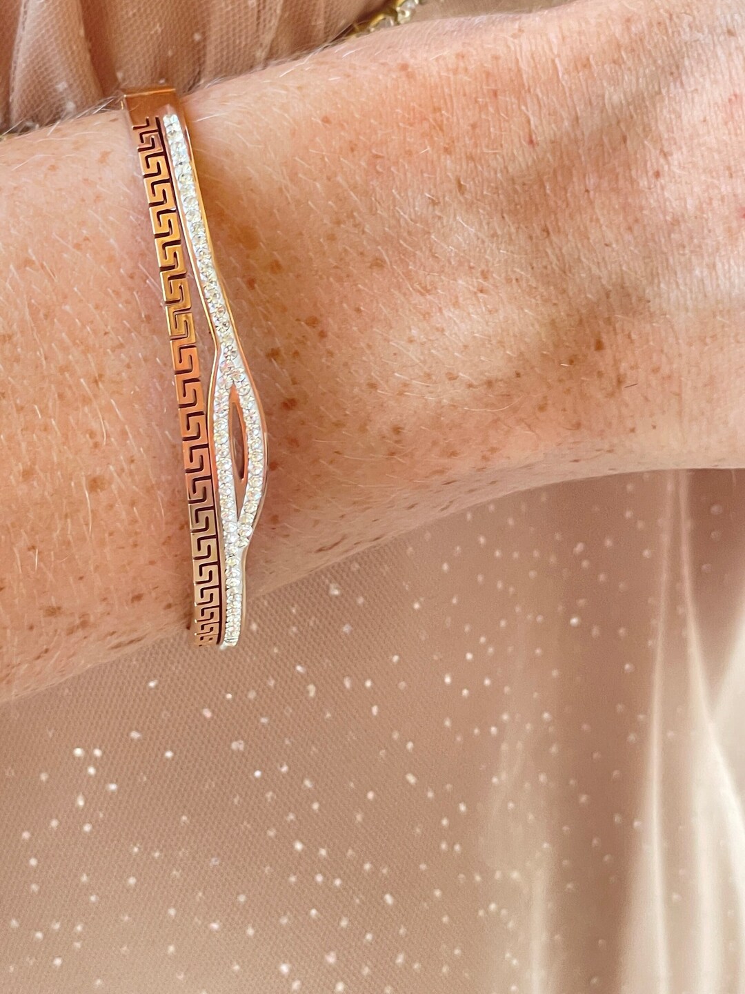 Designer Grecian Jewelry Pure Rose Gold Vermeil Fine Greek Key Bracelet ...
