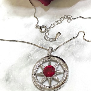 3.5 Carat Diamond Pendant Compass Jewelry NATURAL RUBY 40th Wedding ...