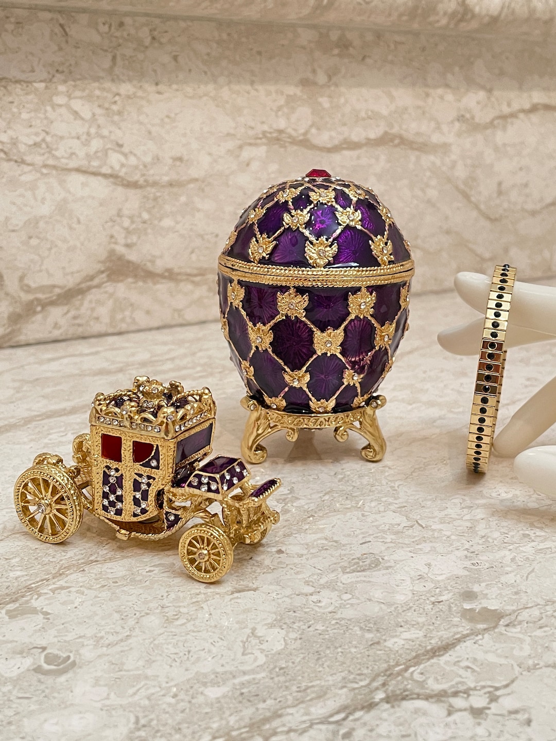 Amethyst Faberge Egg EMPEROR Faberge Style Egg Guilloche Enamel ...