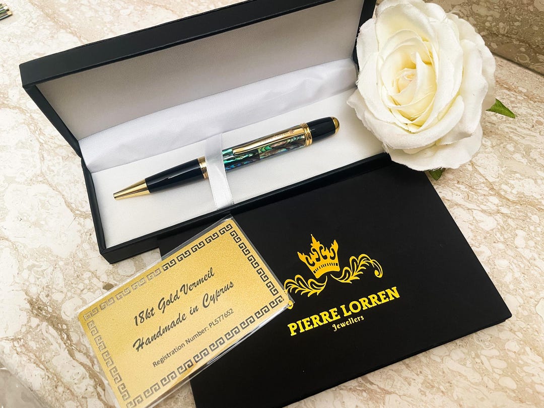 Handmade Greek Luxury Pen – Natural Opal Inlay Pens – Executive Pen ...