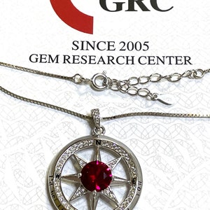 3.5 Carat Diamond Pendant Compass Jewelry NATURAL RUBY 40th Wedding ...