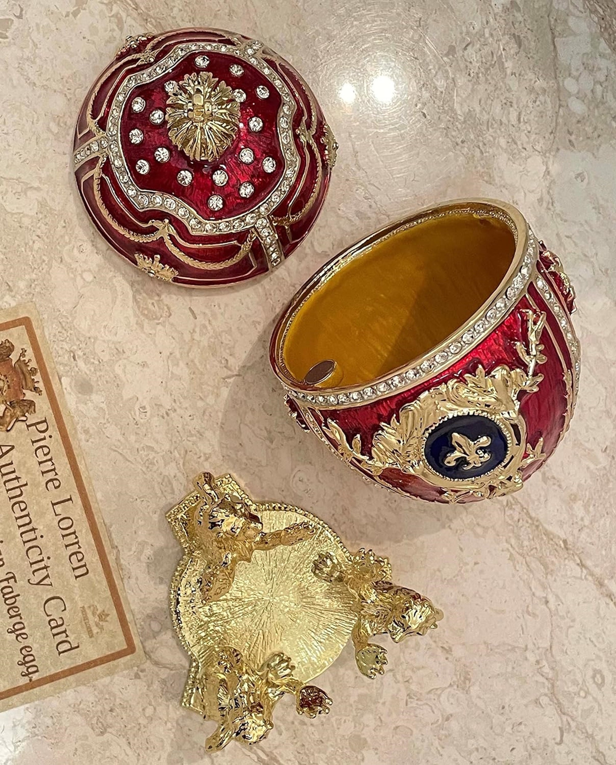 Designer GOLD Faberge Egg Trinket Box Fabrege Egg Gift for Her Fabergé ...