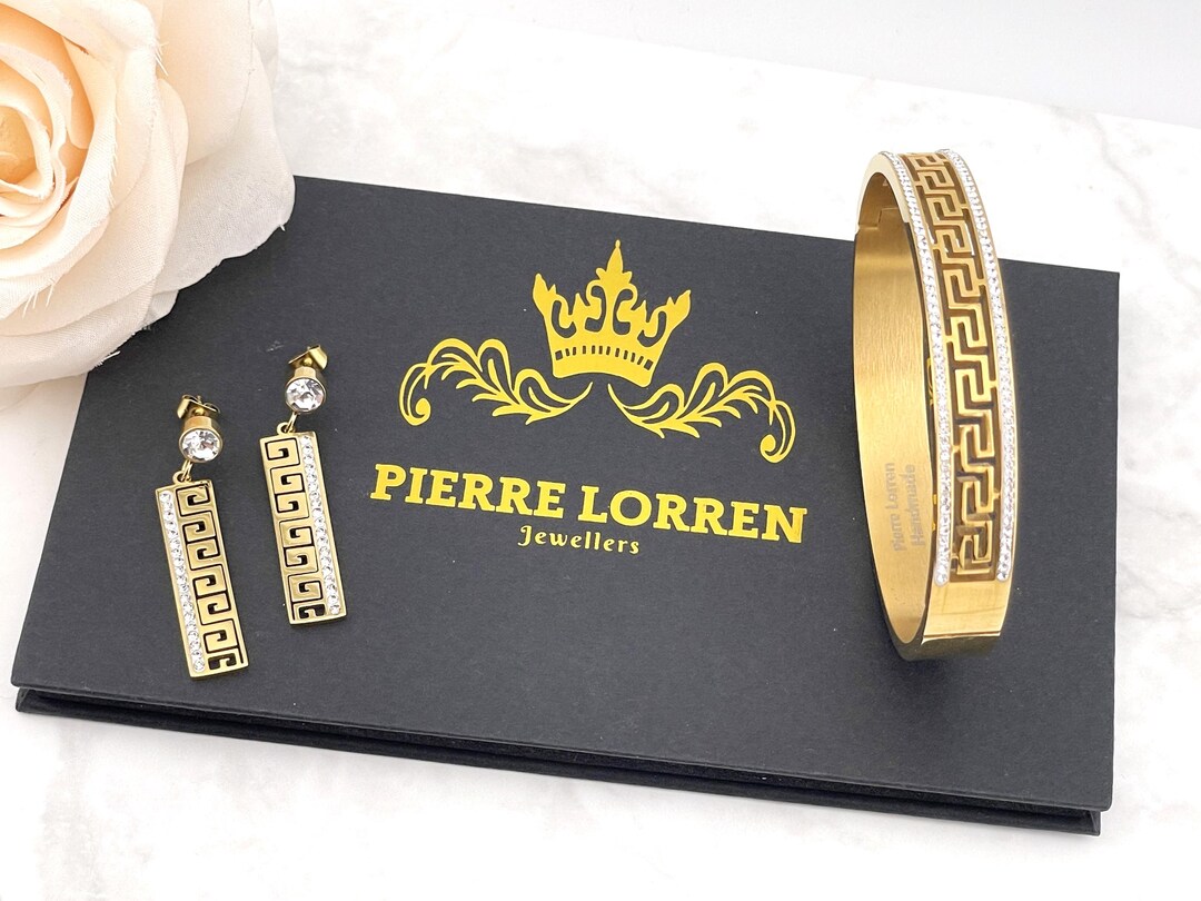 18kt Yellow Gold SET Ancient Greece Jewelry Greek Meander Set Greek Key ...