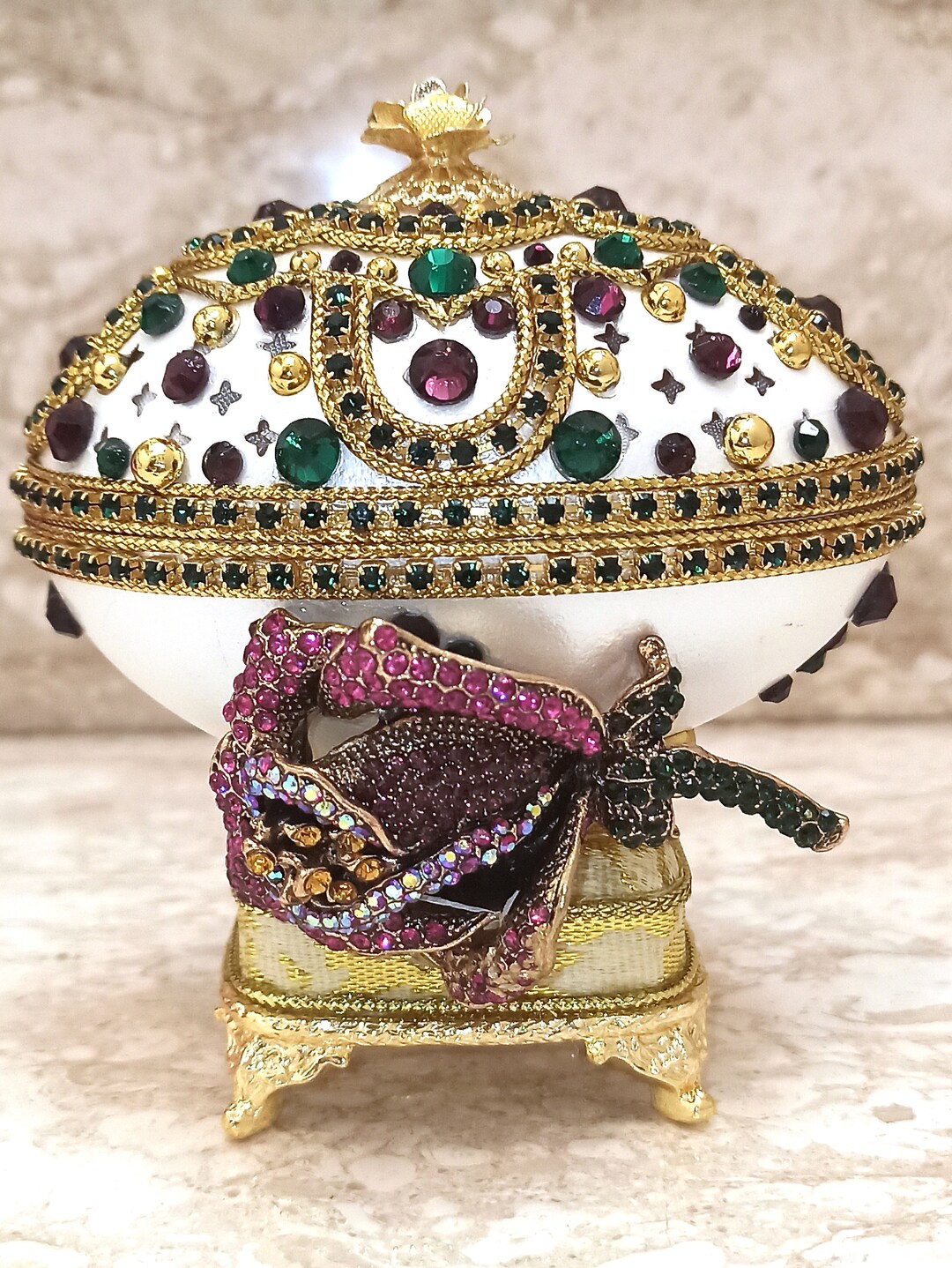 One of A KIND Luxury Christmas Gift Faberge Egg Music Box ANTIQUE ...