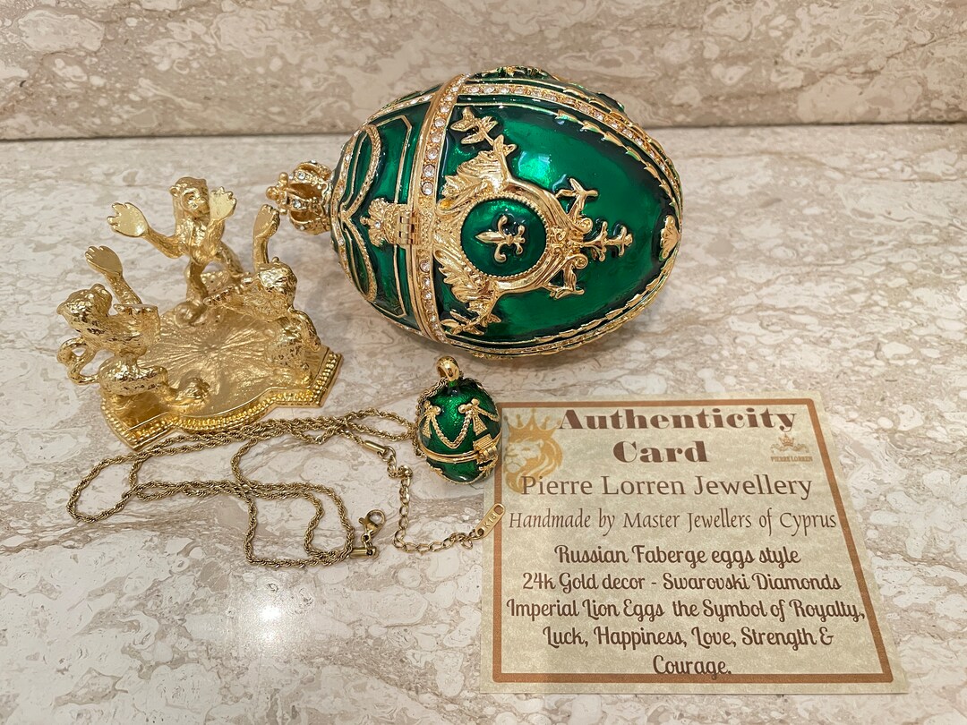 Emerald Necklace Gold, Faberge Egg Style PLUS 24k Faberge Pendant ...