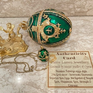 Emerald Necklace Gold, Faberge Egg Style PLUS 24k Faberge Pendant ...