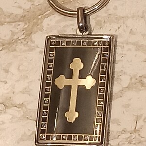 SILVER Cross Keychain Swarovski Diamond 24K Christian Keychain Cross ...