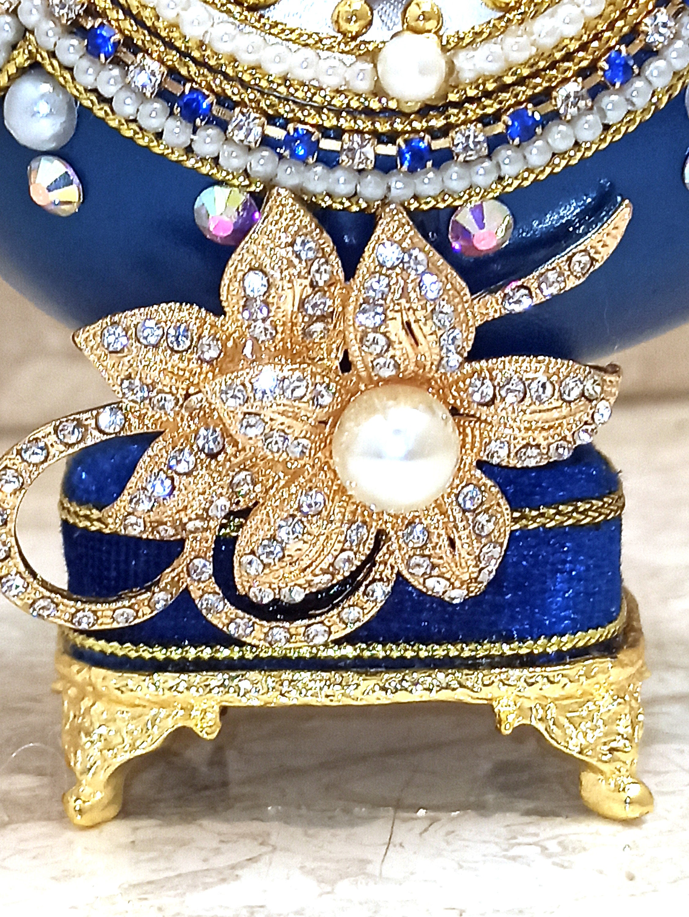 24K GOLD Faberge egg Pearl Trinket box & PEARL Necklace | Etsy